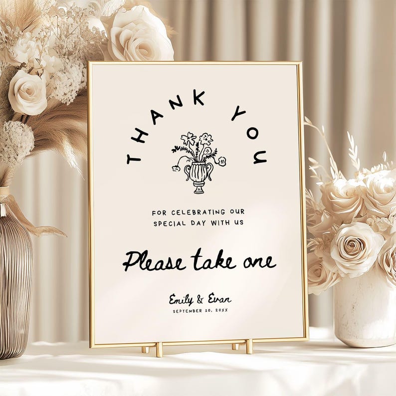 Take One Favor Sign, Wedding Favor Sign, Whimsical Wedding Template ...