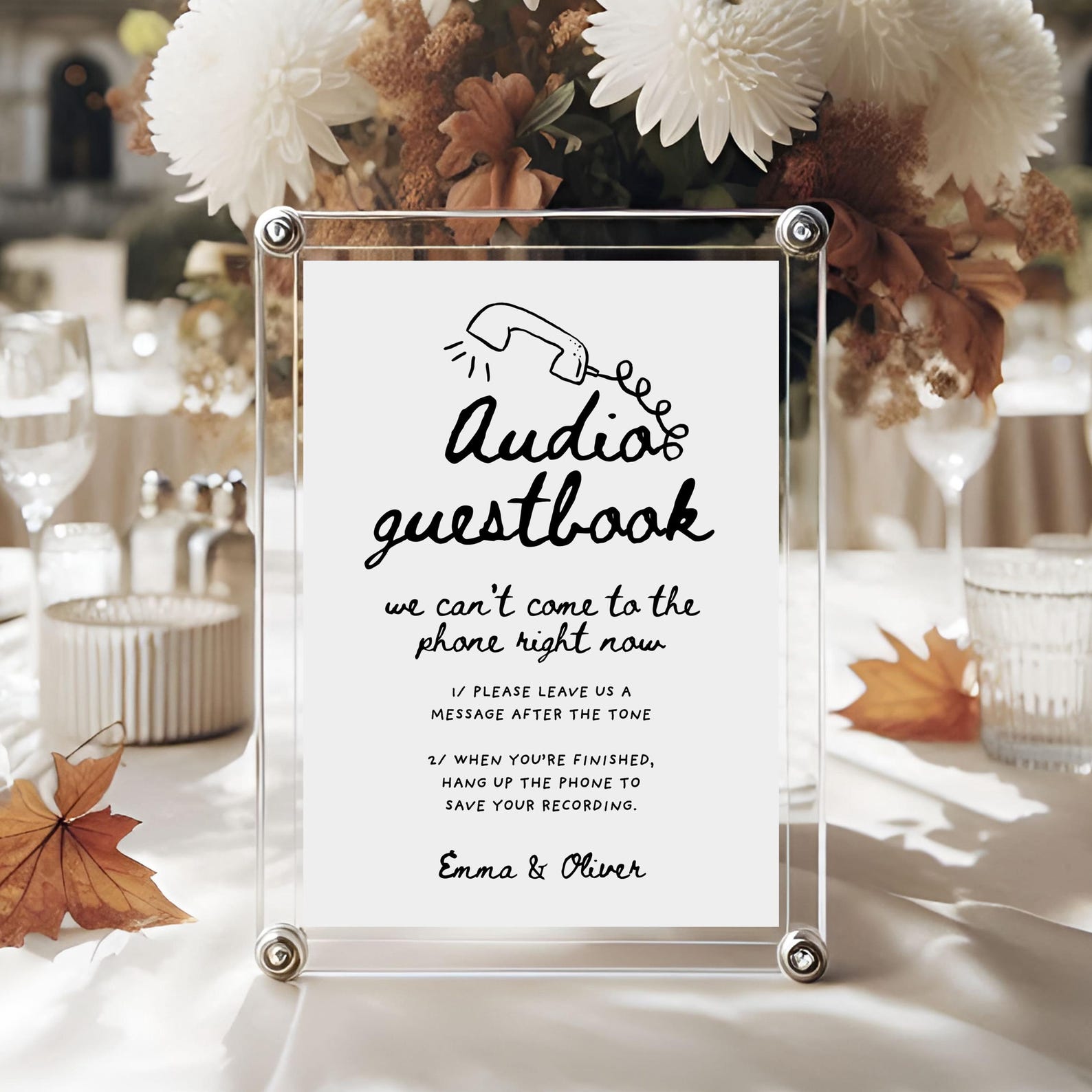 Whimsical Audio Guestbook Sign Template for Wedding Table Sign ...