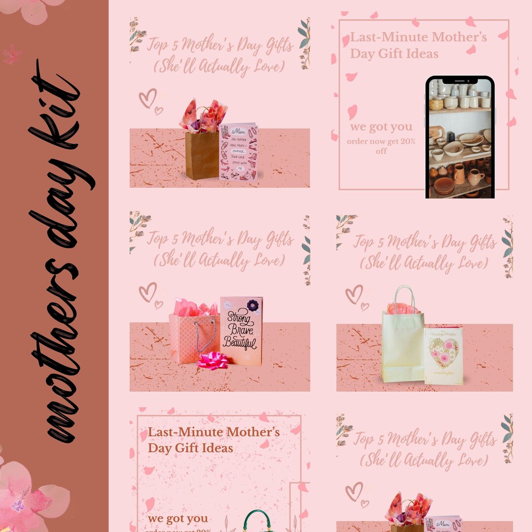 Mother’s Day Social Media Template Pack – 9 Editable Instagram Posts ...