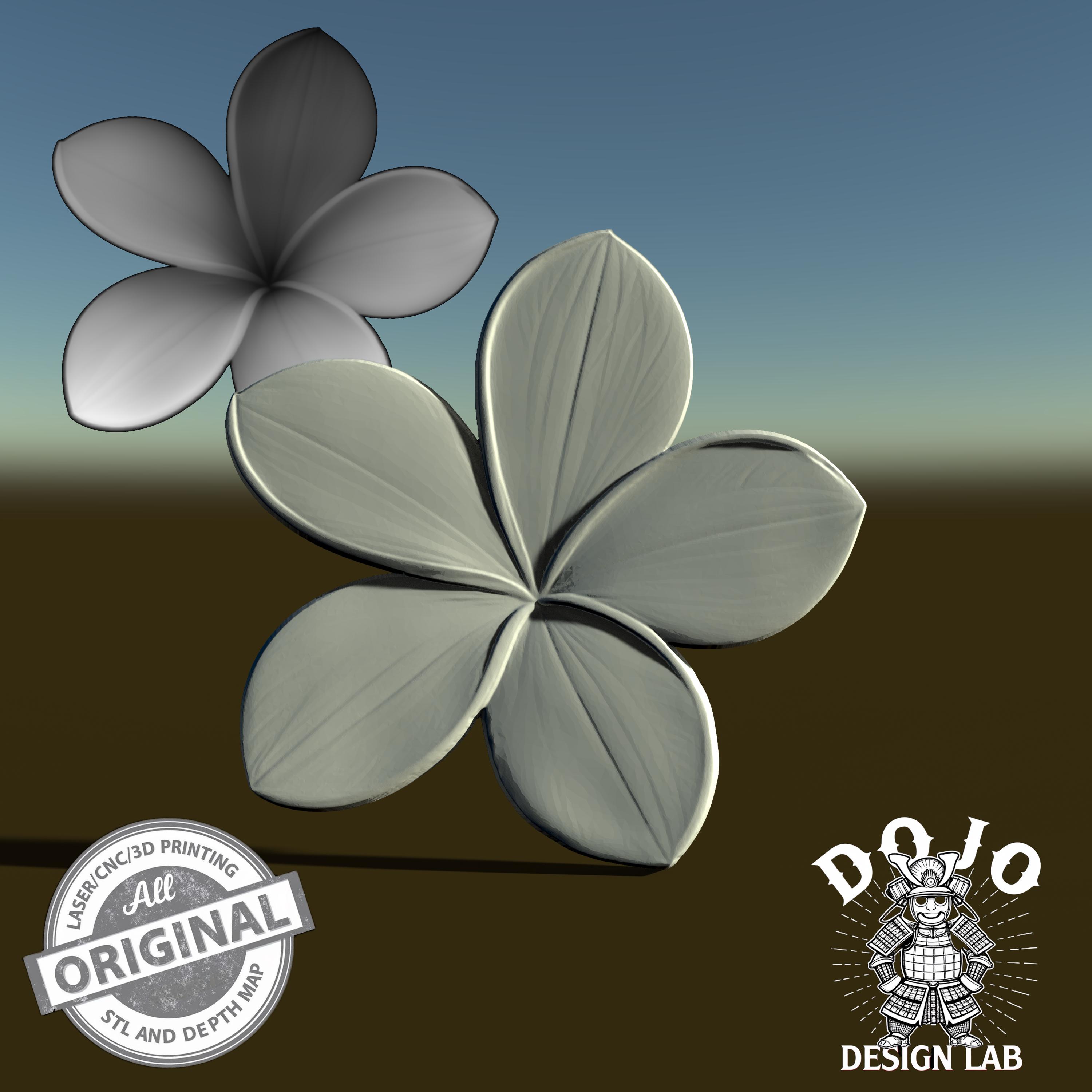 3D STL File for Plumeria Relief - Detailed Flower Model for CNC, 3D ...