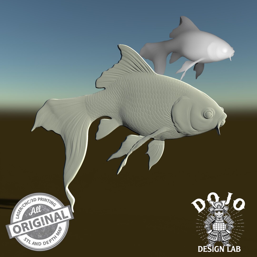 3D STL File for Goldfish - Detailed Relief Fish Model for CNC, 3D ...