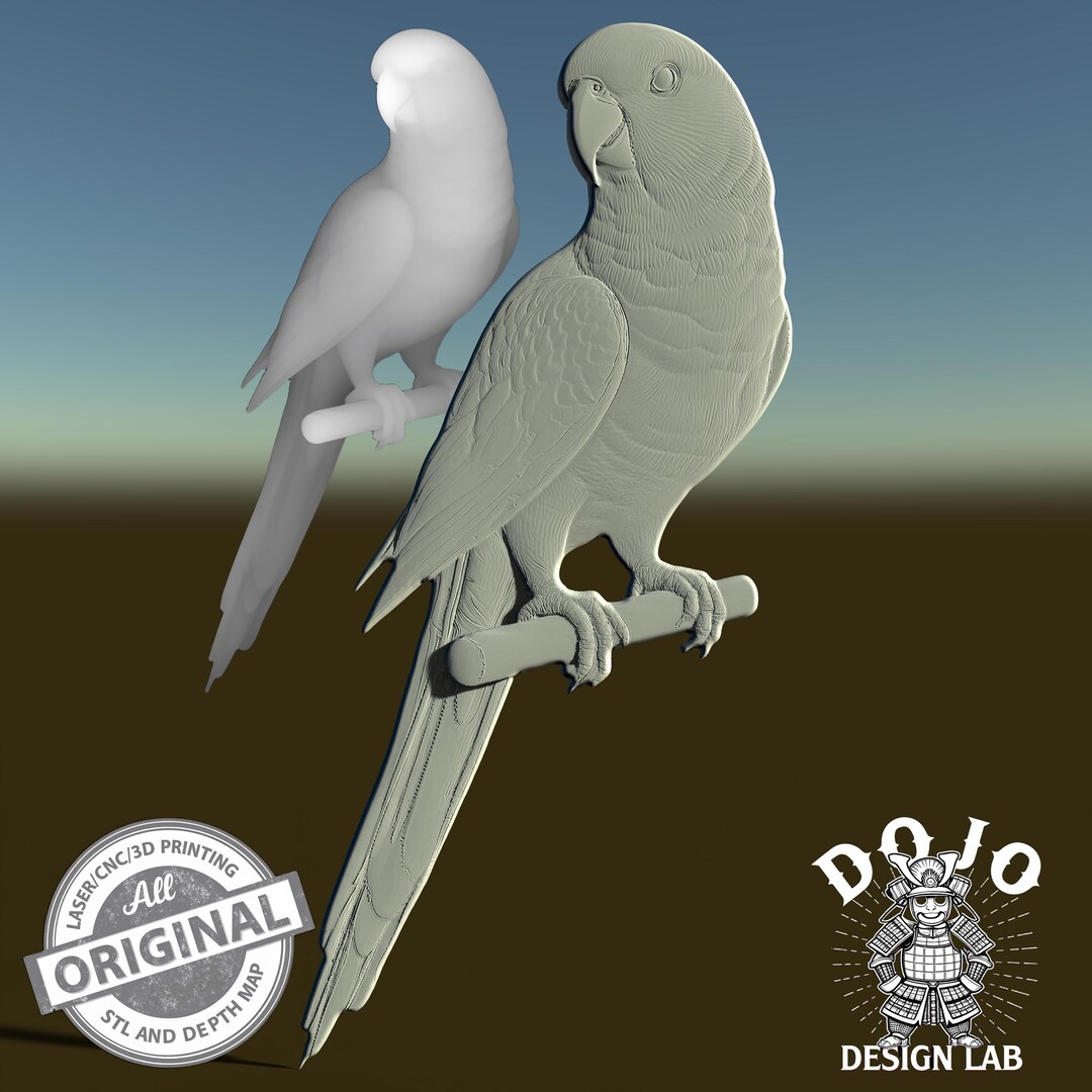 3D STL File for Parrot - Detailed Relief Bird Model for CNC, 3D ...