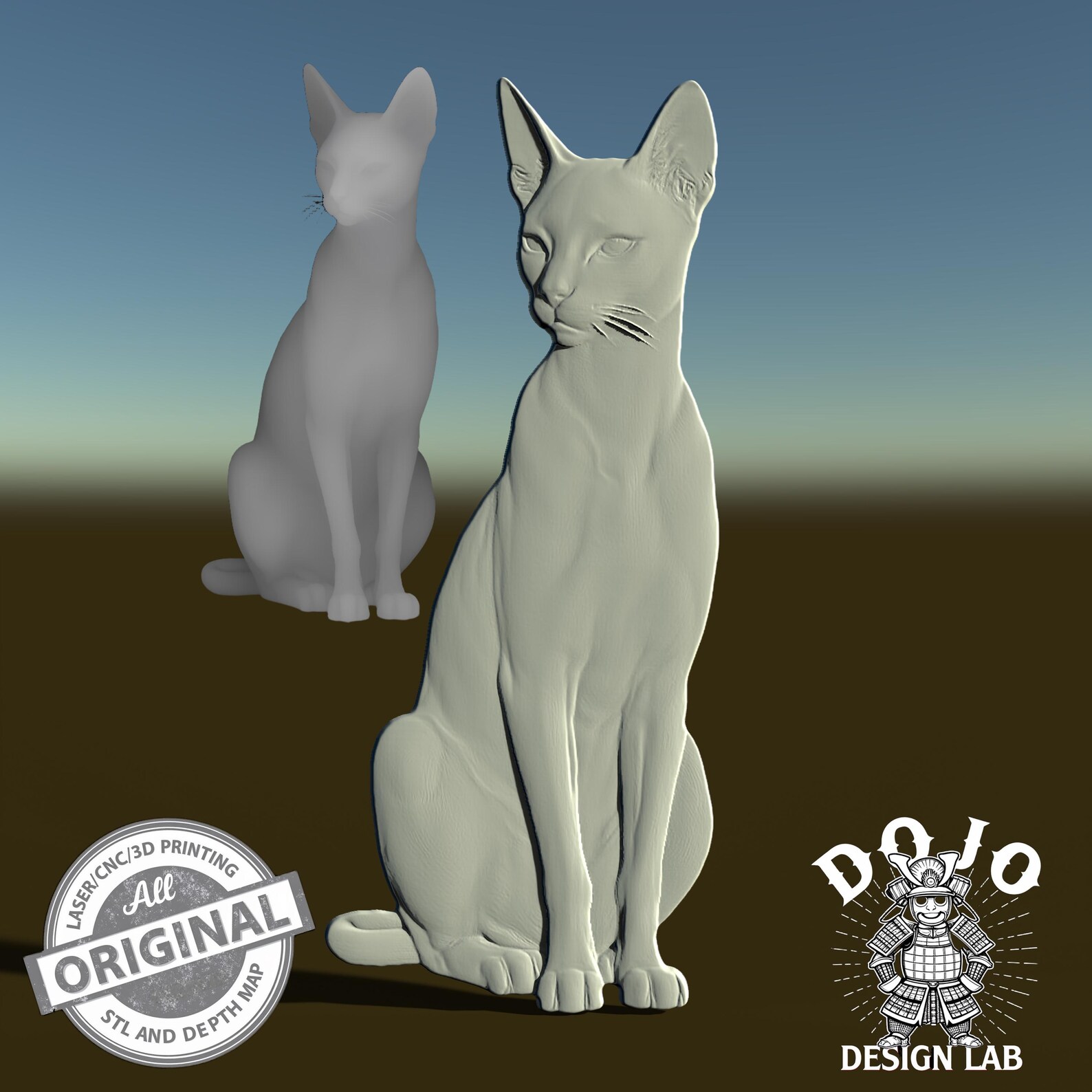 3D STL File for Siamese Cat - Detailed Relief Cat Model for CNC, 3D ...