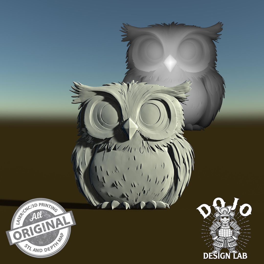 Modelo de búho adorable – STL 3D para CNC, impresión 3D y grabado láser ...