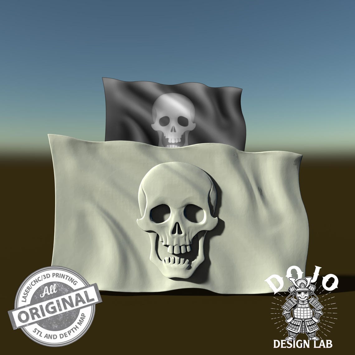 3D STL File for Edward Low Pirate Flag Relief - Detailed Model for CNC ...