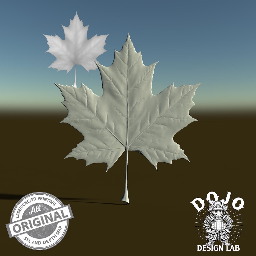 3D STL File for Maple Leaf - Detailed Relief Leaf Model for CNC, 3D ...