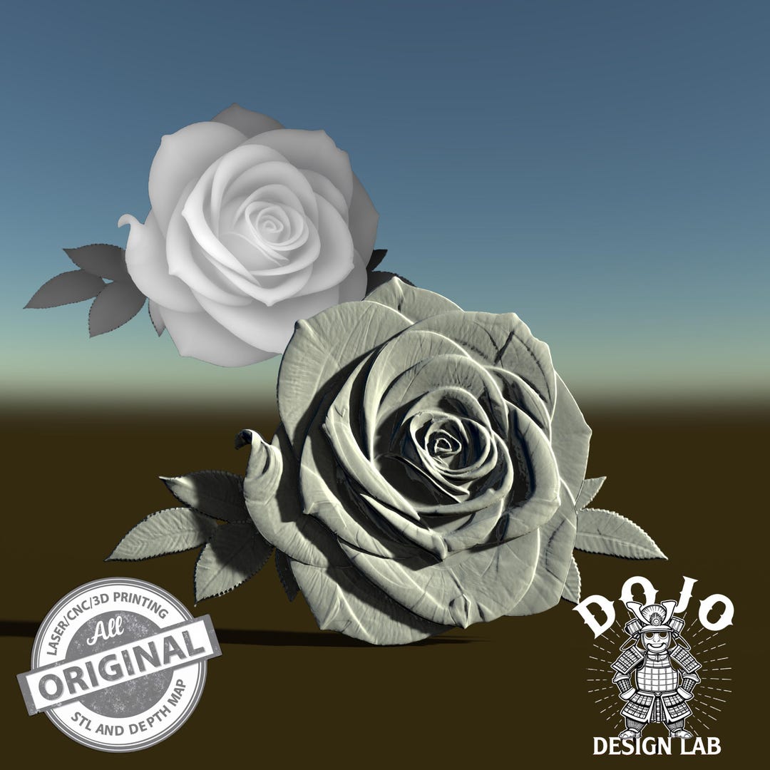 3D STL File for Rose - Detailed Relief Flower Model for CNC, 3D ...