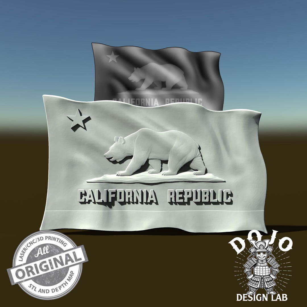 3D STL File for California Flag Relief - Detailed Model for CNC, 3D ...