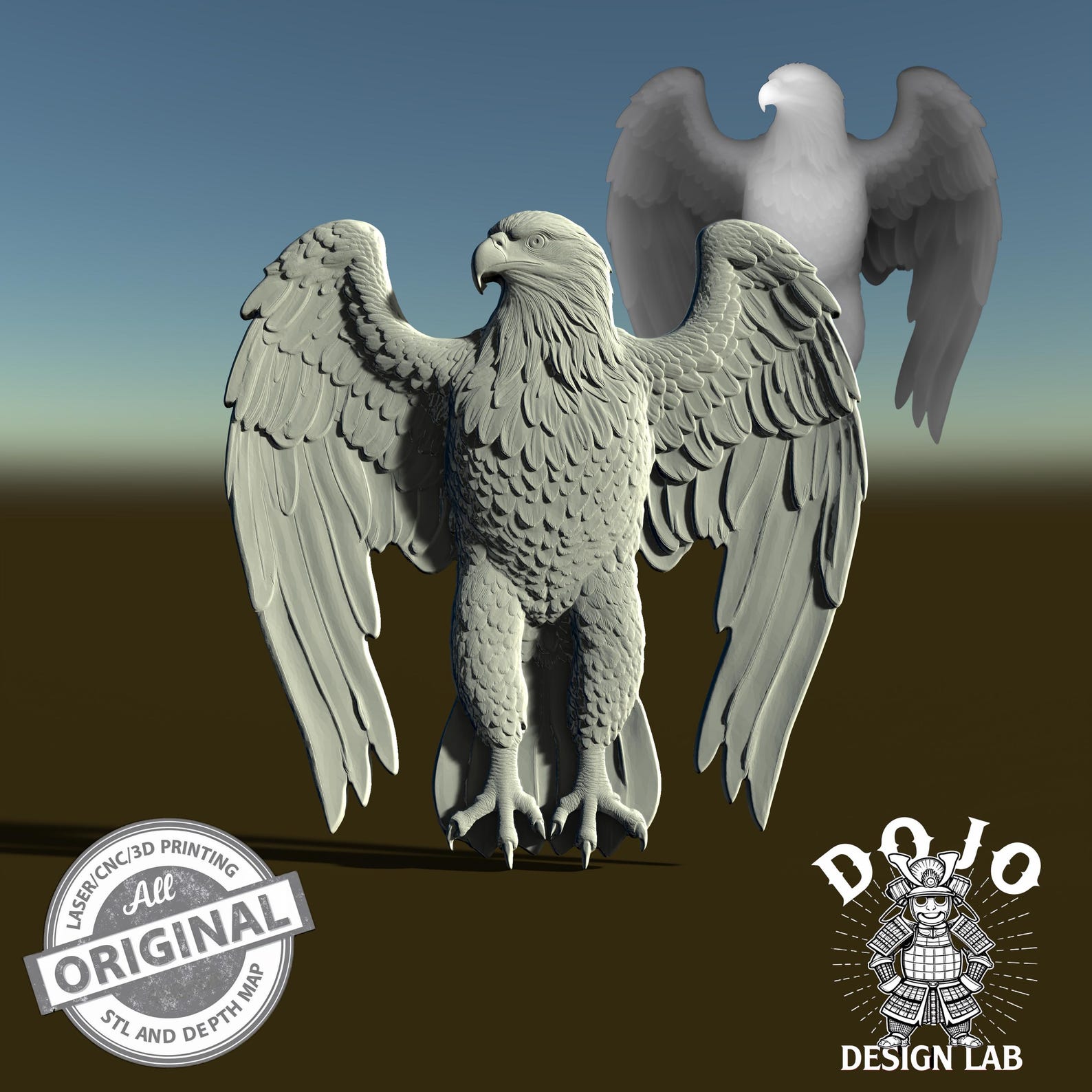 3D STL File for Eagle - Detailed Relief Bird Model for CNC, 3D Printing ...