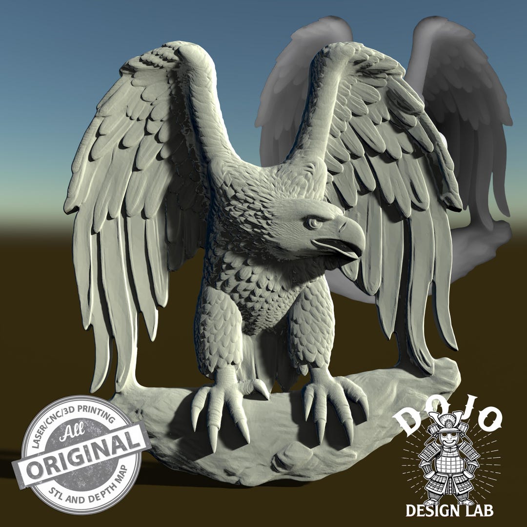 3D STL File for Eagle - Detailed Relief Bird Model for CNC, 3D Printing ...