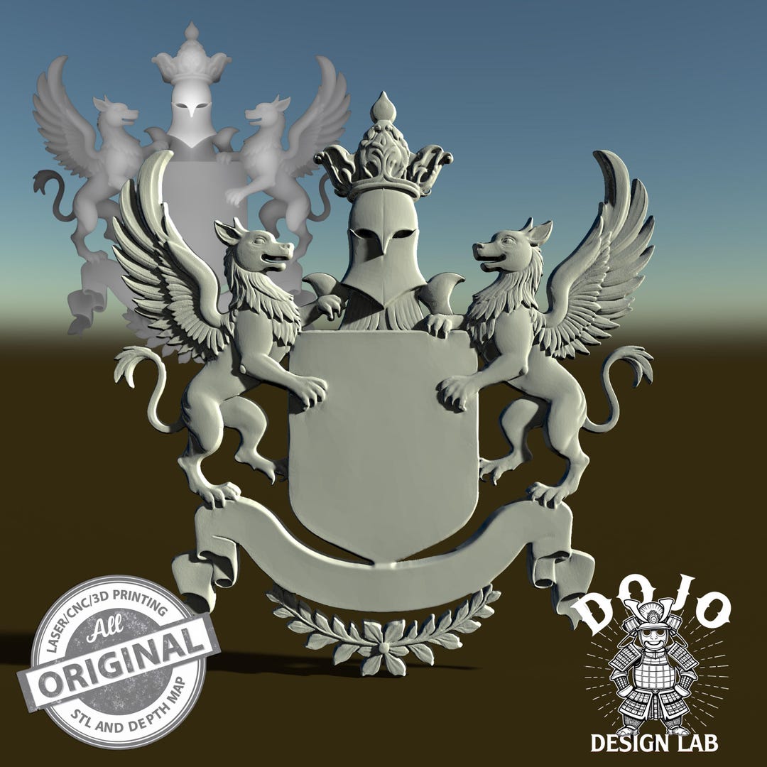 3D STL File for Coat of Arms - Detailed Relief Heraldic Model for CNC ...