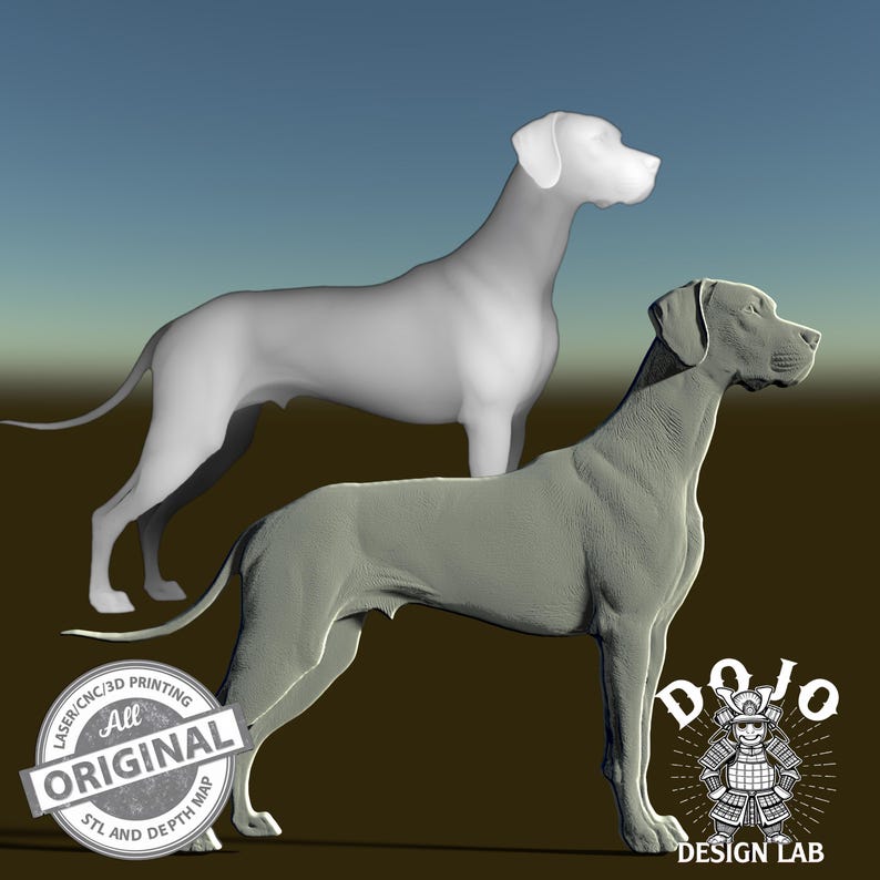 3D STL File for Great Dane - Detailed Relief Dog Model for CNC, 3D ...