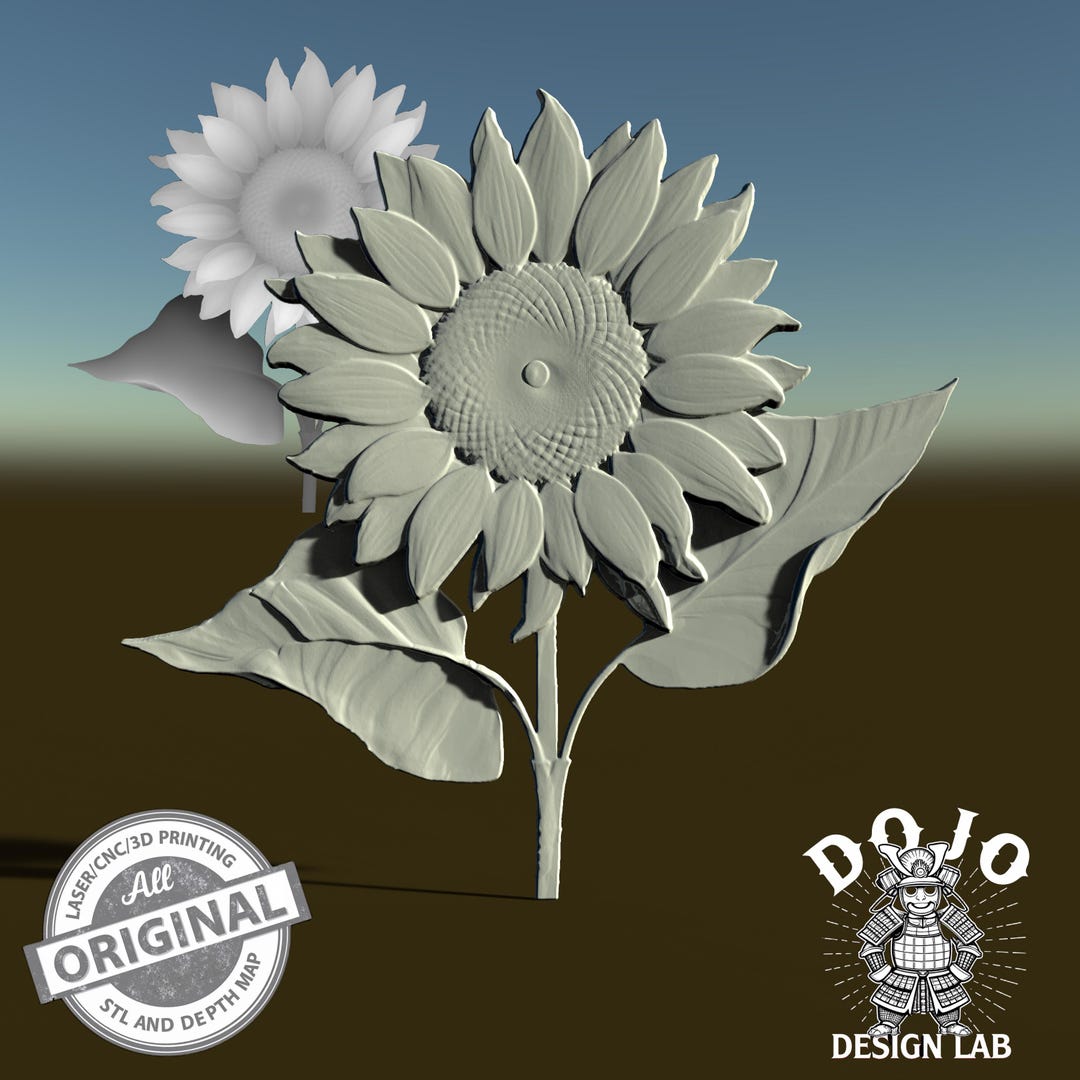 3D STL File for Sunflower - Detailed Relief Flower Model for CNC, 3D ...