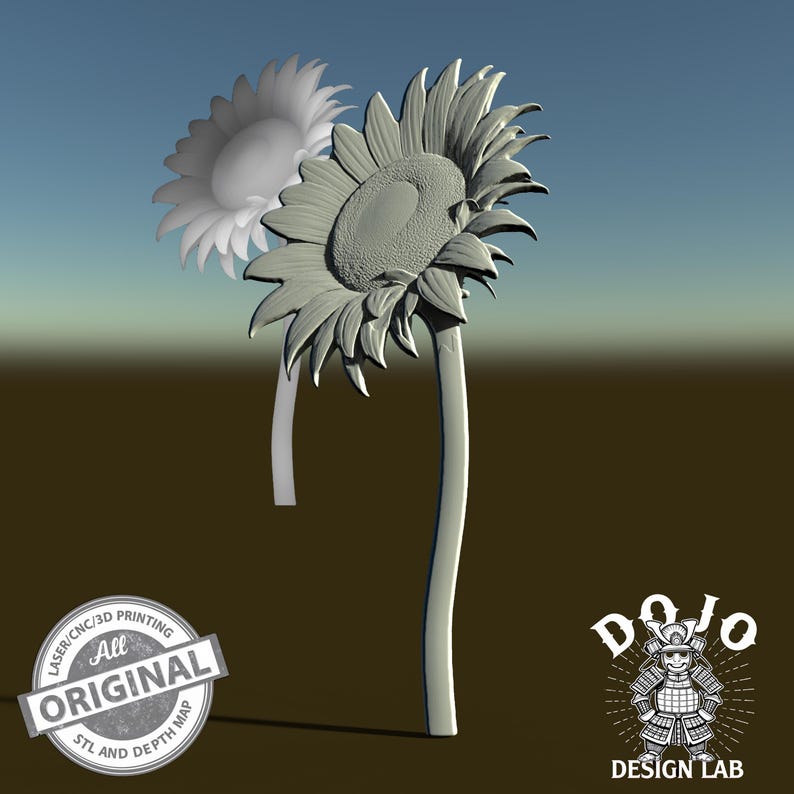3D STL File for Sunflower - Detailed Relief Flower Model for CNC, 3D ...