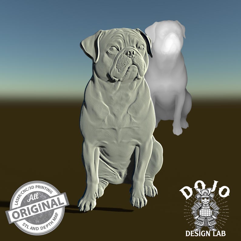3D STL File for Pug - Detailed Relief Dog Model for CNC, 3D Printing ...