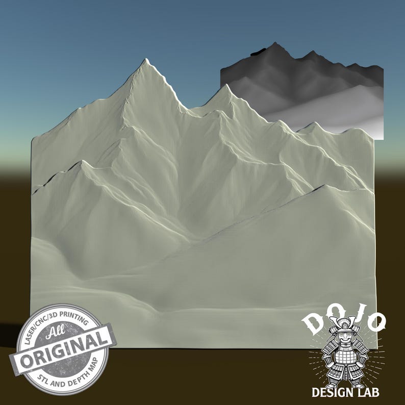 3D STL File for Mountains - Detailed Relief Mountain Range Model for ...