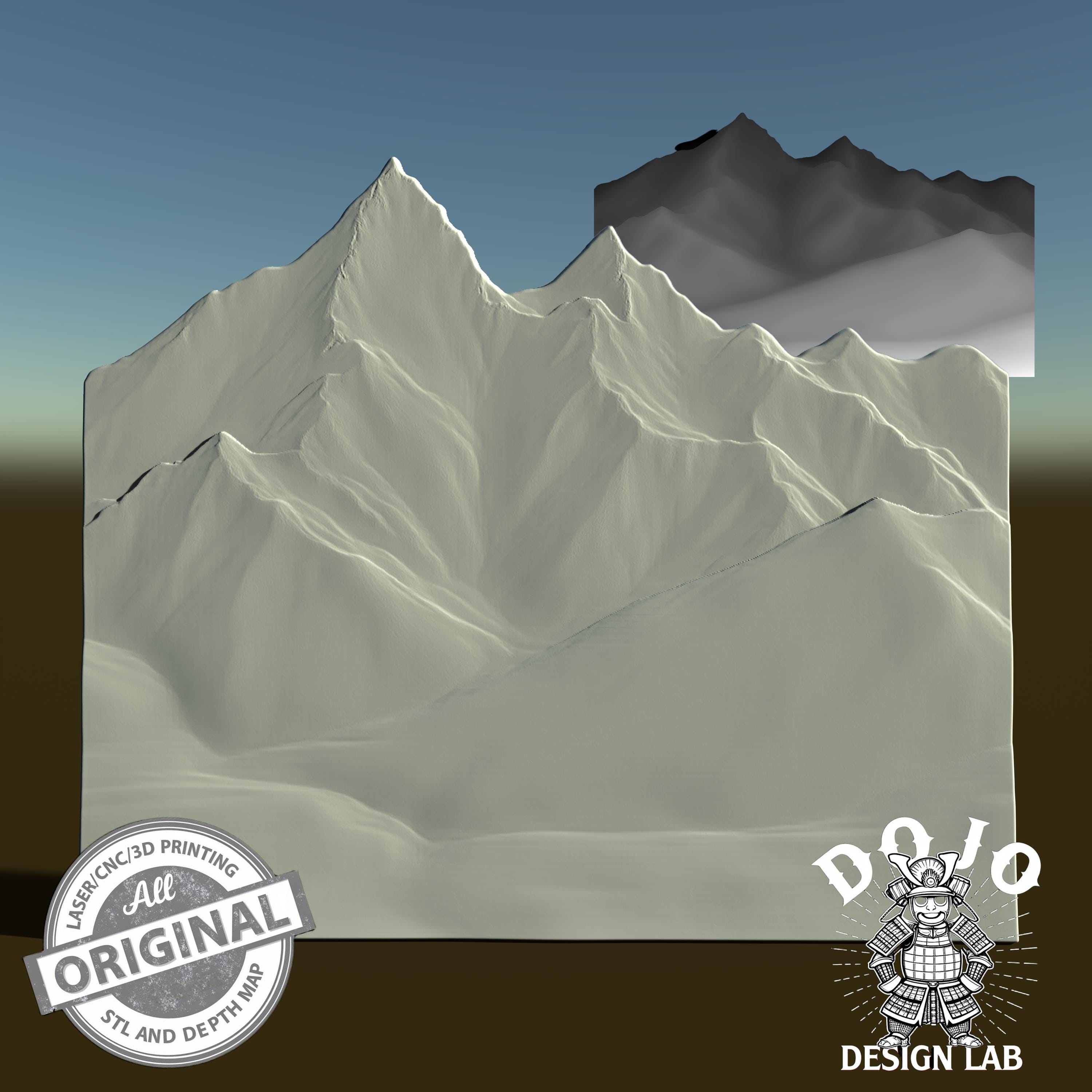3D STL File for Mountains - Detailed Relief Mountain Range Model for ...