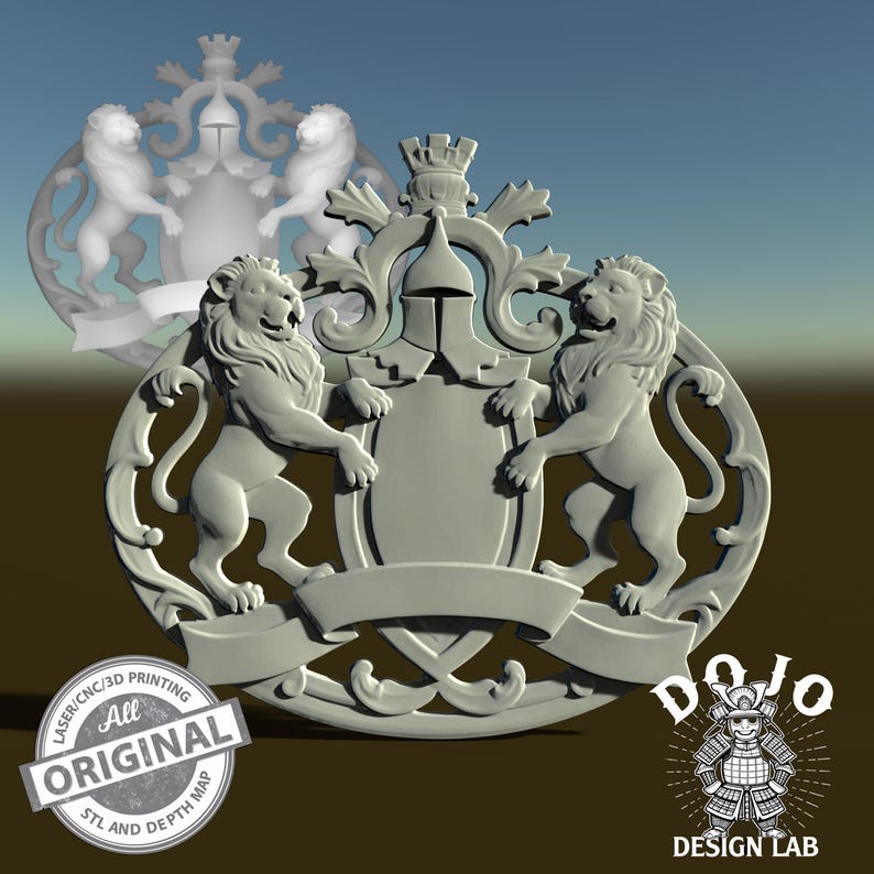 3D STL File for Coat of Arms - Detailed Relief Heraldic Model for CNC ...