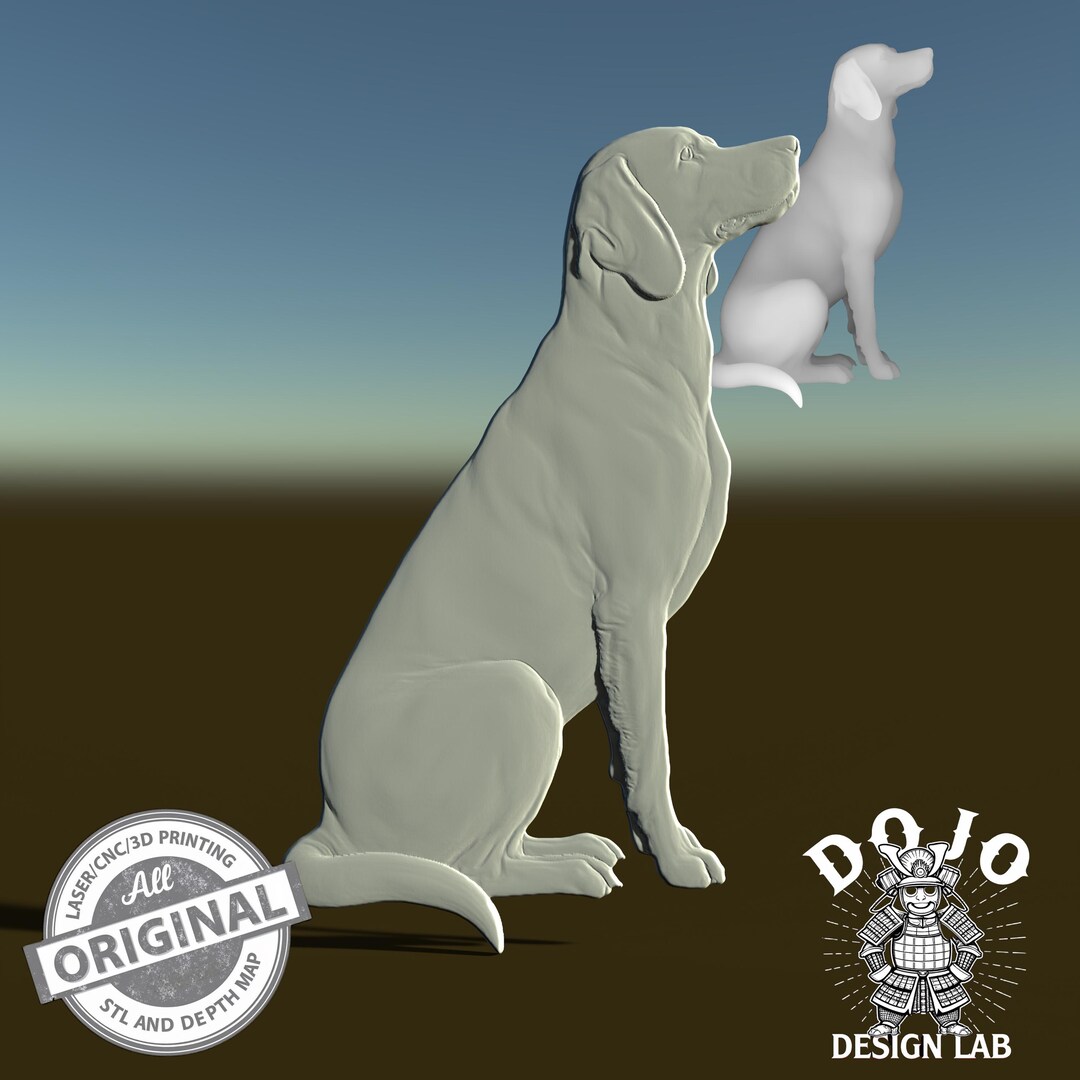 3D STL File for Golden Retriever - Detailed Relief Dog Model for CNC ...