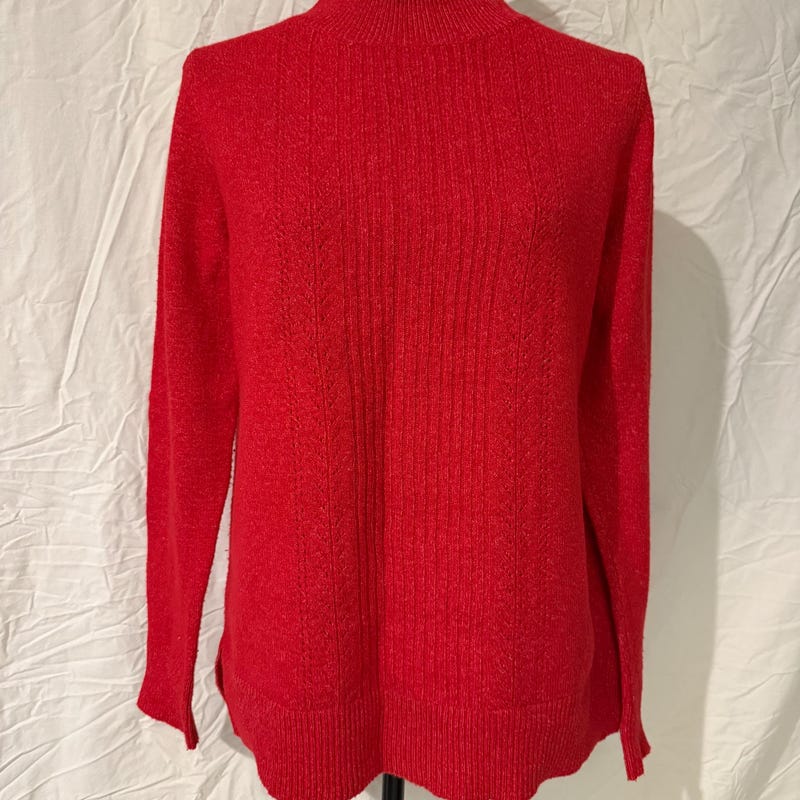 Pointelle Red Sweater - Etsy