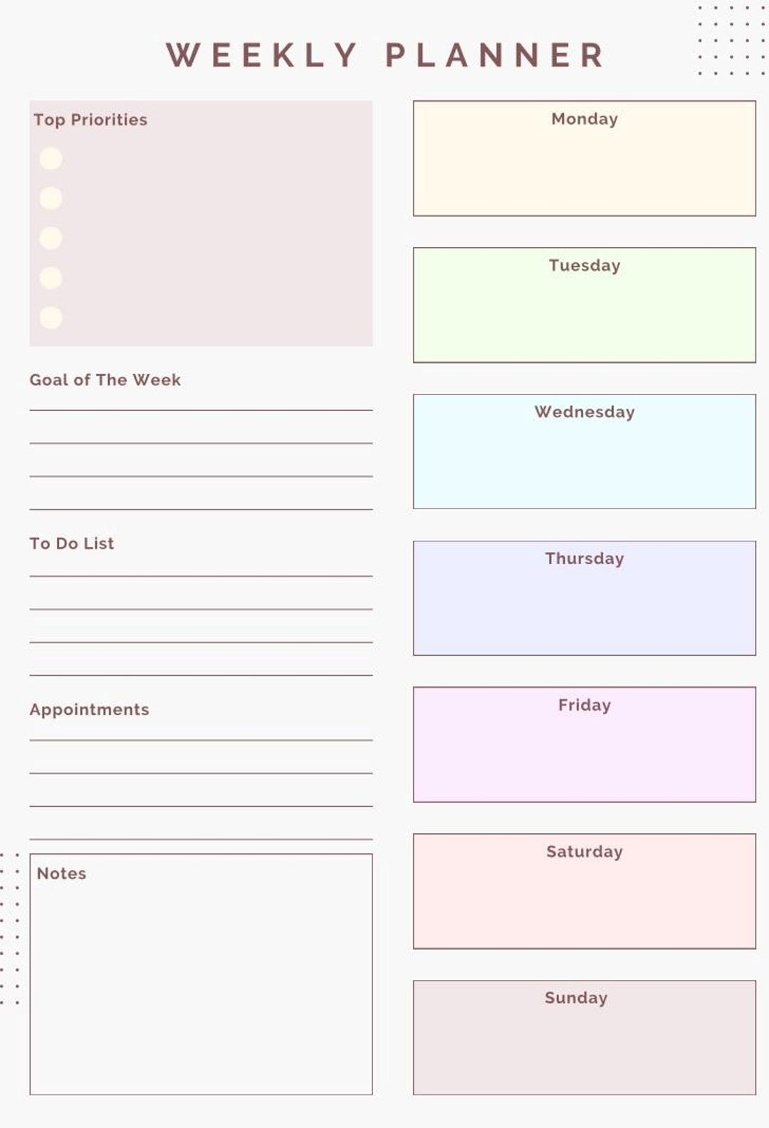 Weekly Planner - Etsy