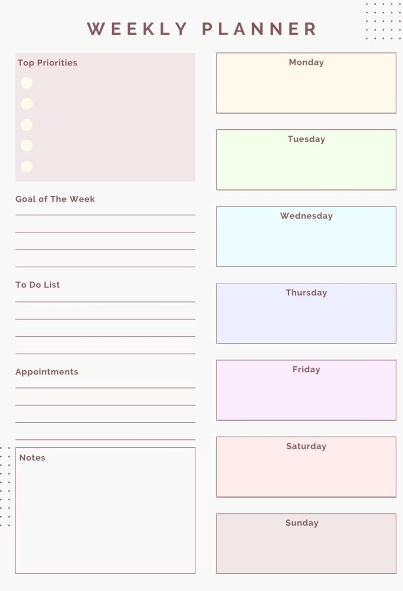 Weekly Planner - Etsy