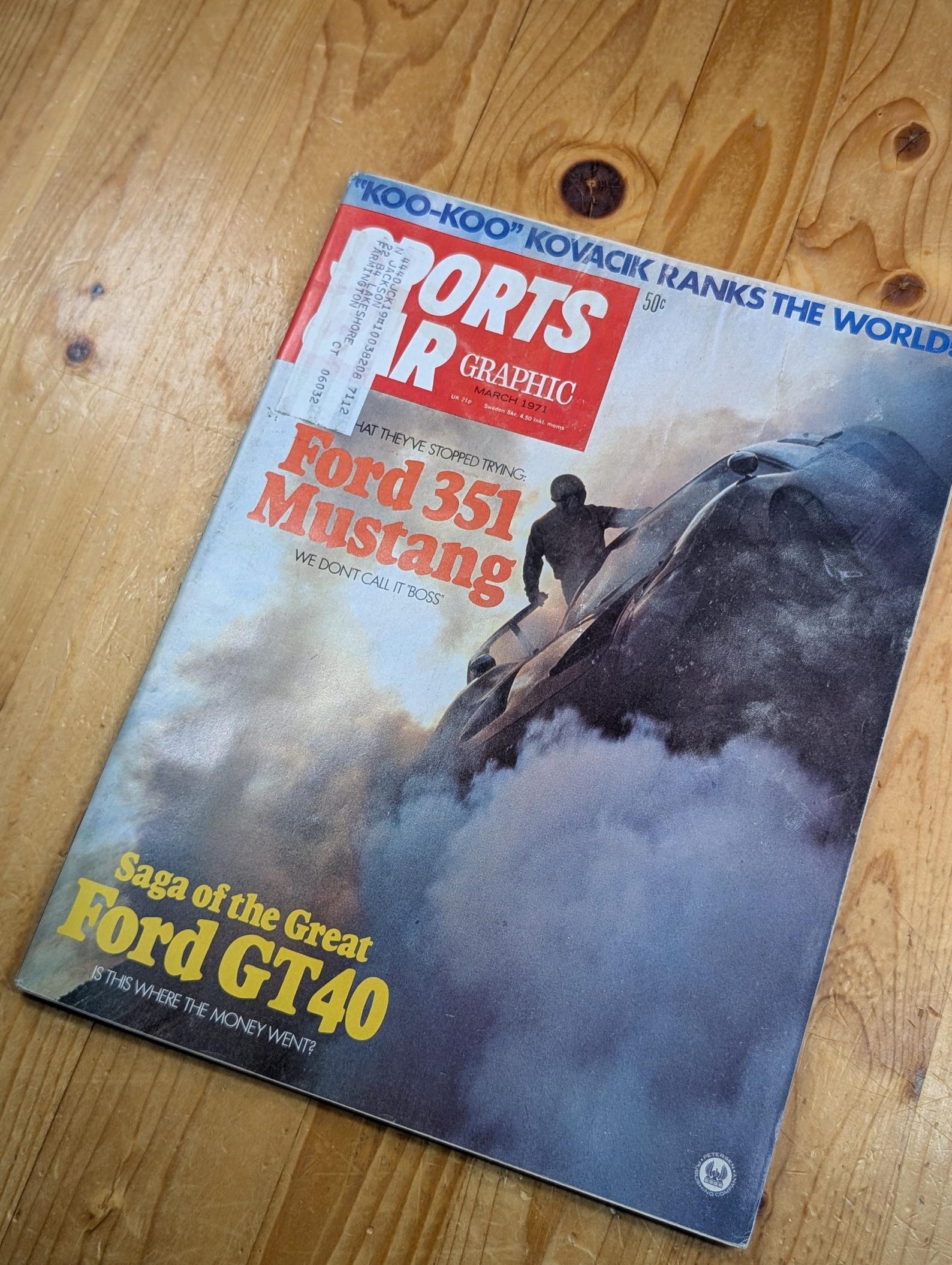 Sports Car Graphic Magazine Featuring the Ford Boss 351 Mustang and the ...