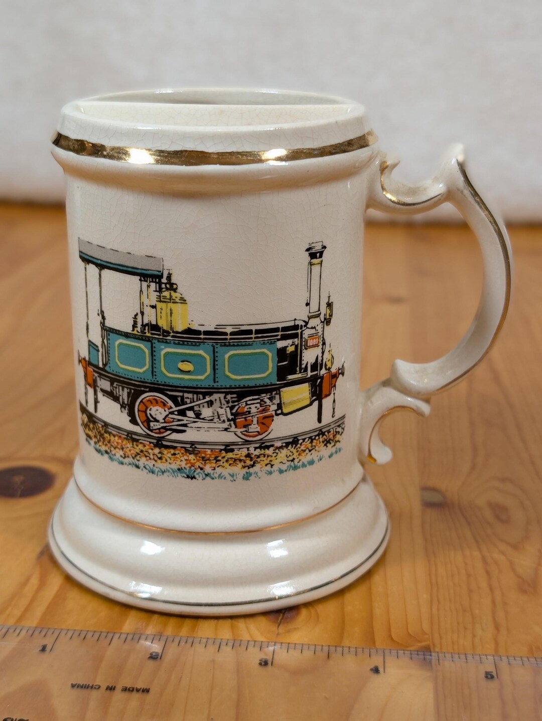 Vintage Enesco Steam Engine Locomotive Train Mustache Beard Mug Shaving ...