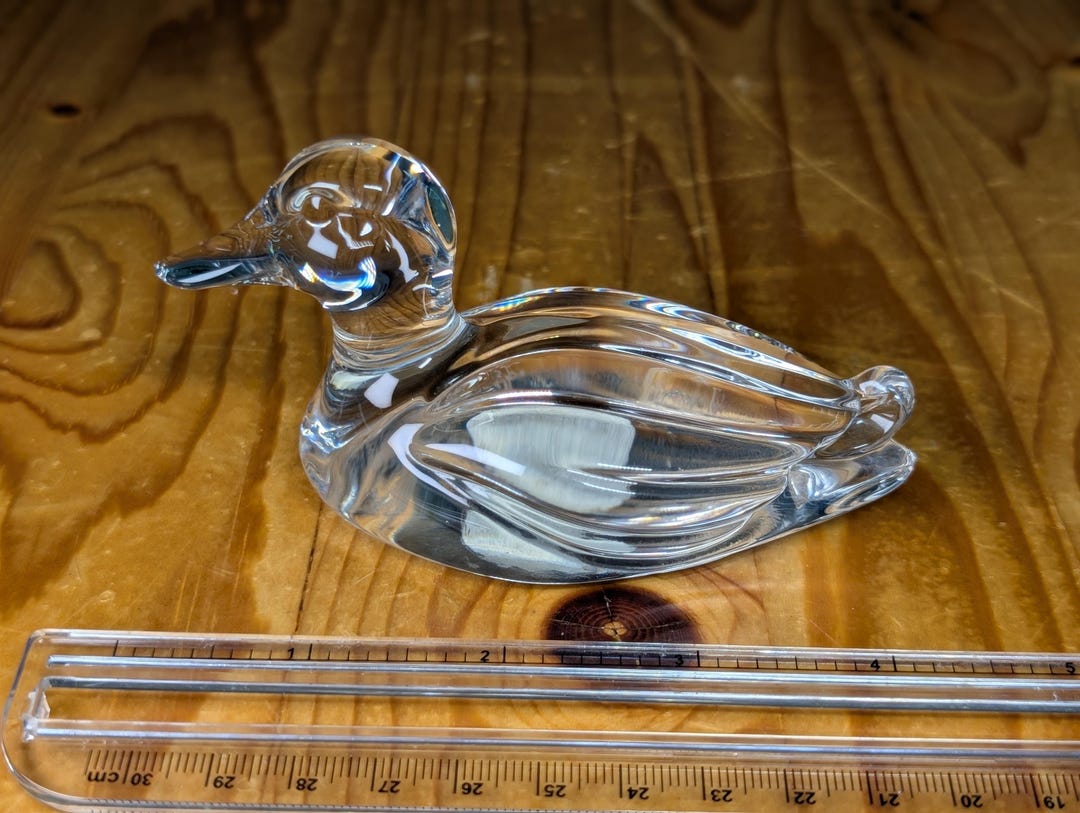 Vintage Clear Art Glass Duck Figurine, Waterfowl Paperweight - Etsy