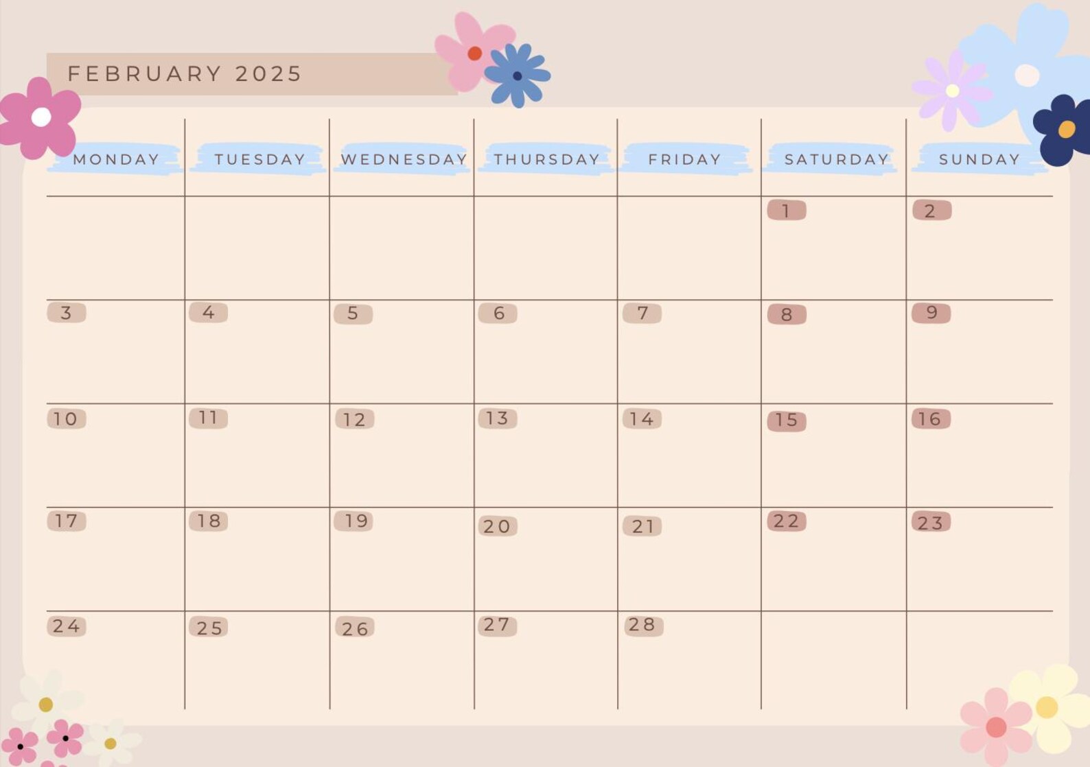 2025 Digital Flower Calendar - Etsy