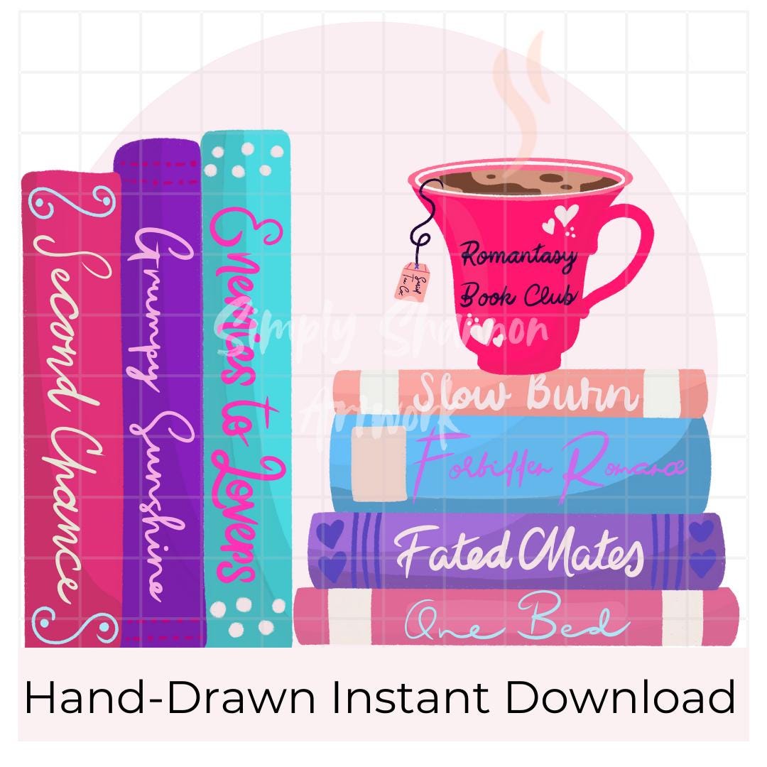 Romantasy Book Club Clip Art: Hand-drawn PNG Download (12x12, 300 DPI ...