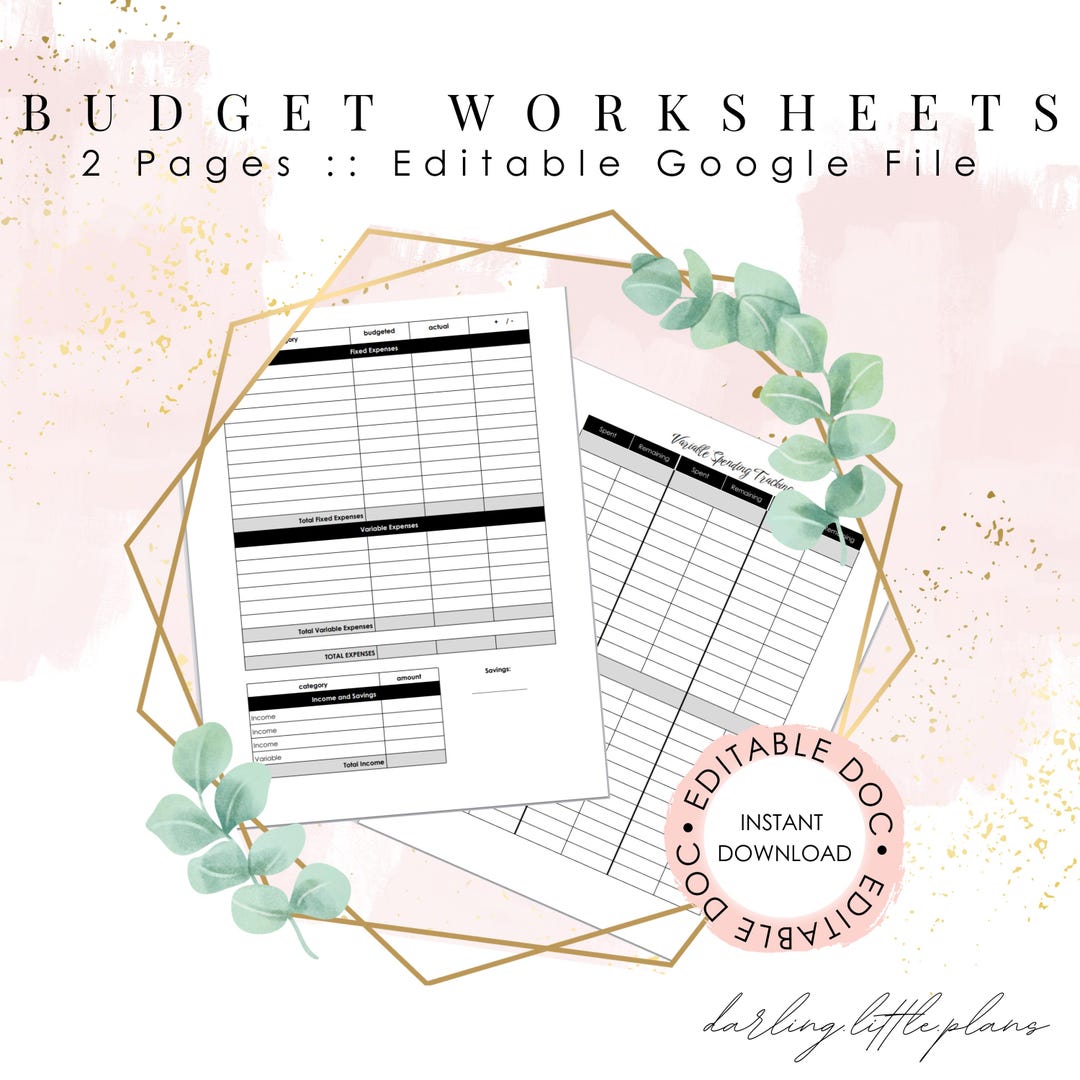 EDITABLE Budget Planning Worksheets • Planner Printable • Budget ...