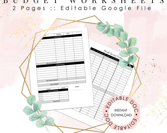 EDITABLE Budget Planning Worksheets • Planner Printable • Budget ...