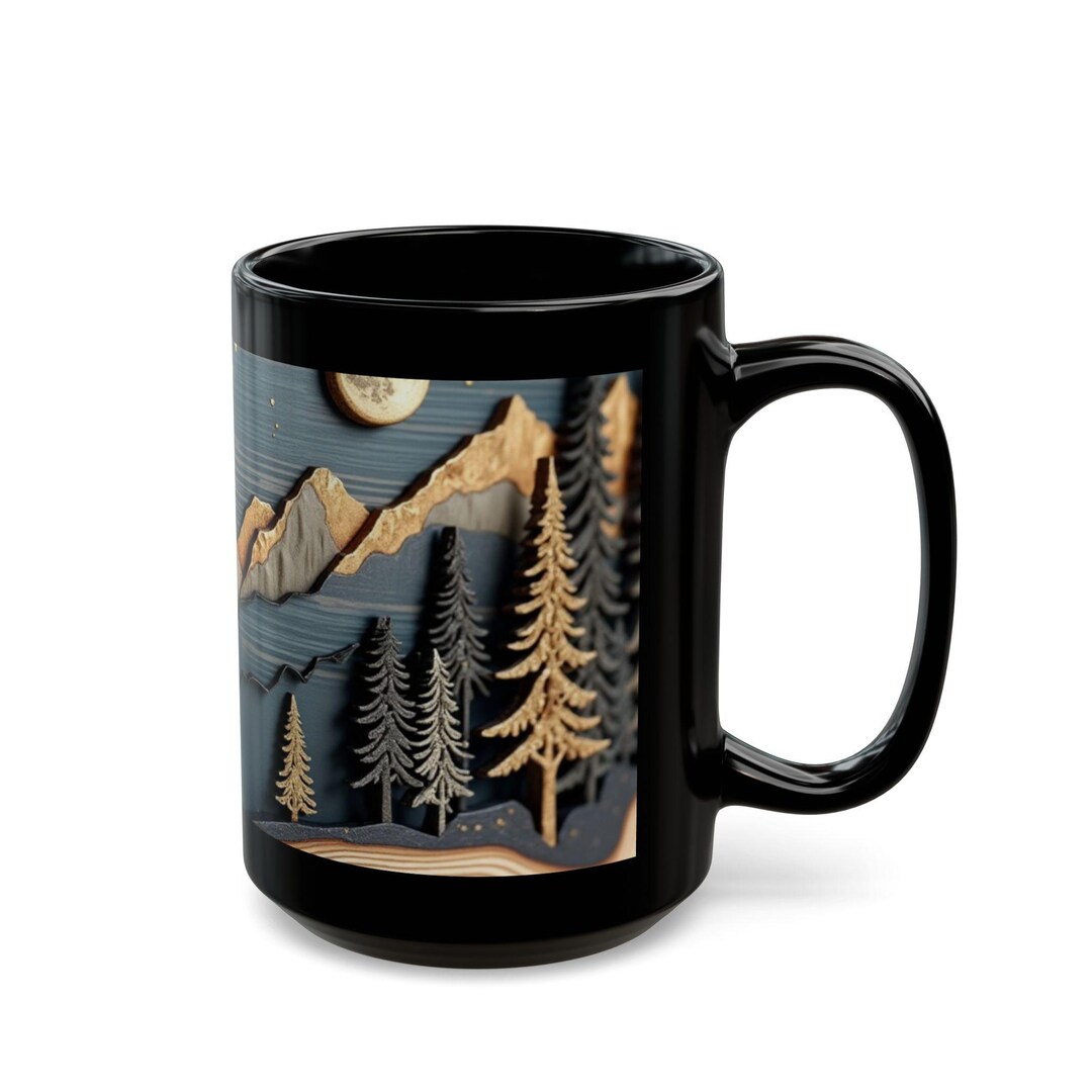 Mountain Coffee Mug – Rustic Nature Gift, Cabin Decor Cup for Hikers ...