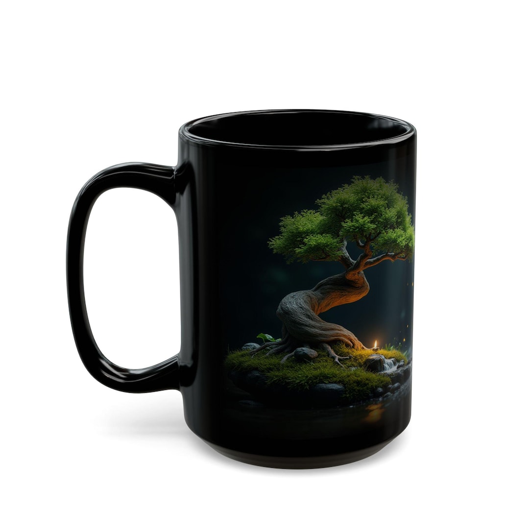 Twin Bonsai Waterfall Mug – Zen Forestcore Coffee Cup for Meditation ...