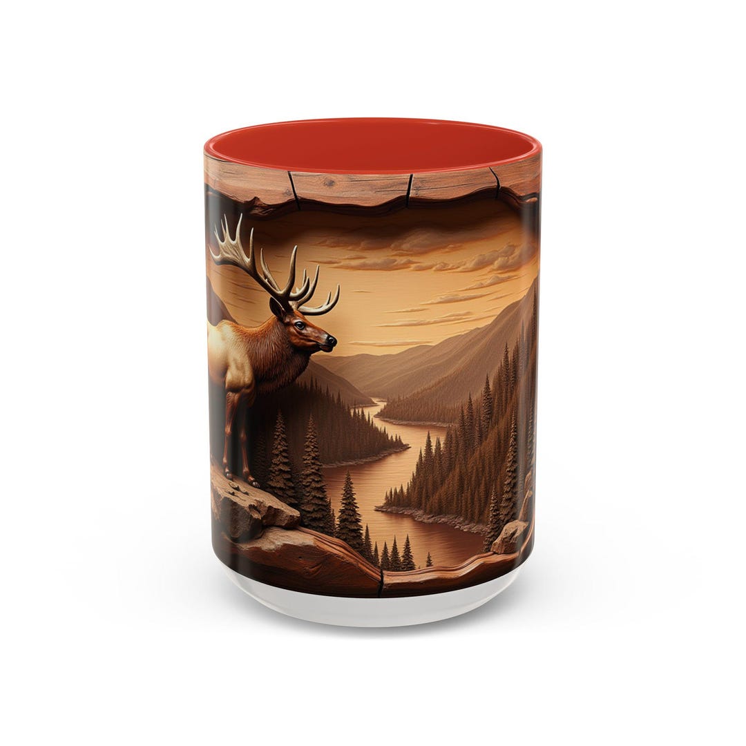 Elk in the Wild Mug | Rustic Wildlife Coffee Cup | Nature-inspired ...