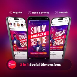 Sunday Miracle Service Canva Flyer Template, Editable Worship Flyer ...