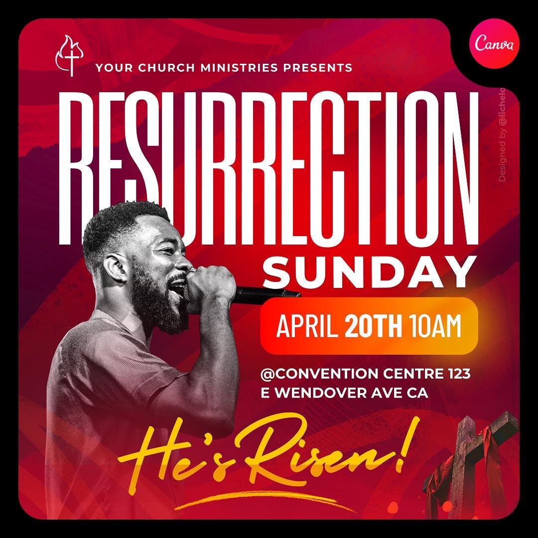 Resurrection Sunday Flyer: Church Event Canva Template (digital ...