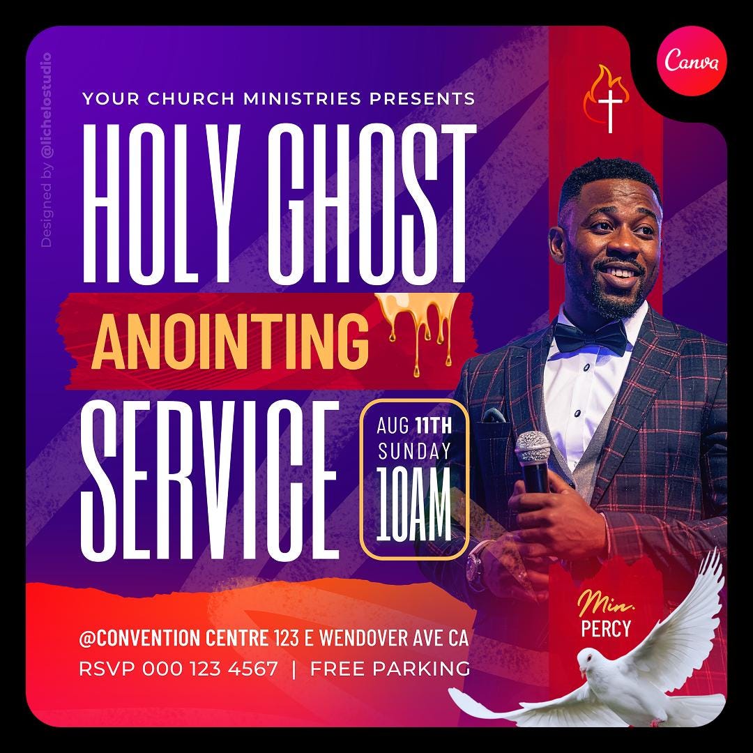 Holy Ghost Anointing Service Flyer: Editable Church Canva Template ...