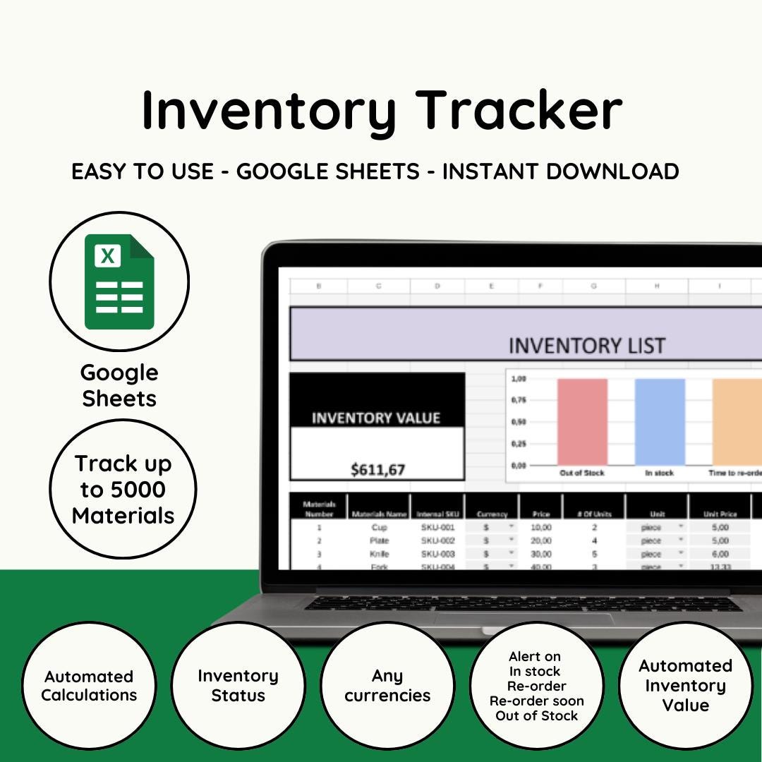 Inventory Tracker Google Sheets Inventory Manager Sidehustle Inventory ...