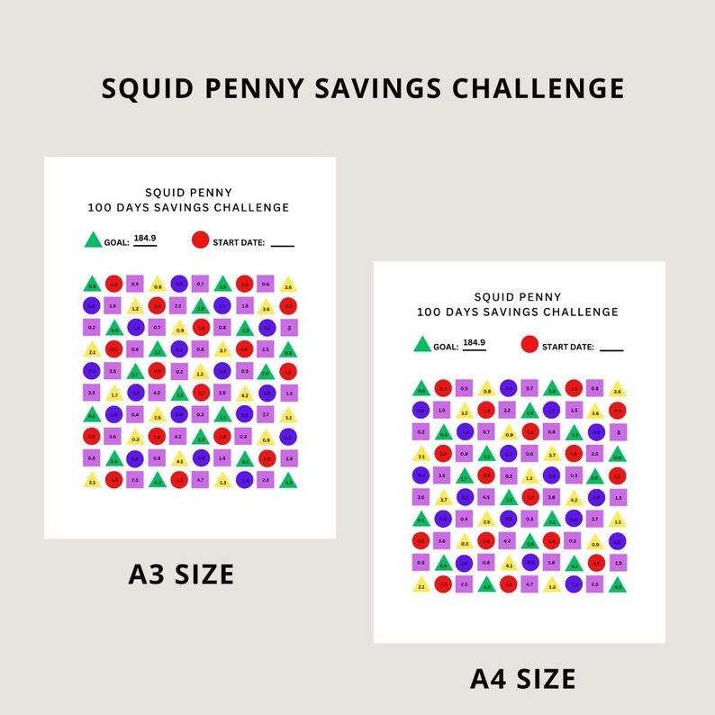Printable Squid Game Penny Savings Challenge Low Income Savings ...