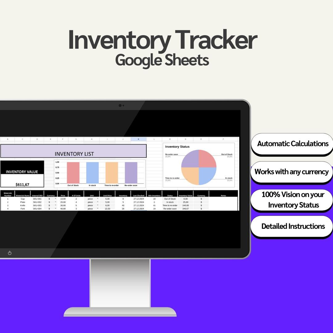 Inventory Tracker Google Sheets Inventory Manager Sidehustle Inventory ...
