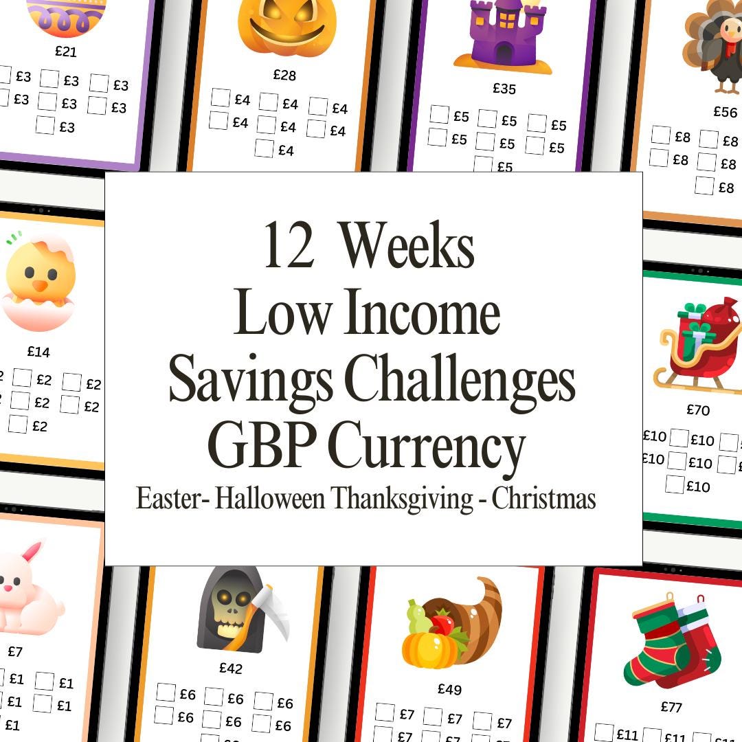 Low Income Savings Challenge 12 Weeks Easter Halloween Thanksgiving ...