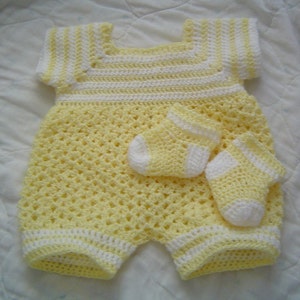 PDF Pattern 064,baby Boys Yellow Sunshine Pattern,baby Crochet Romper ...