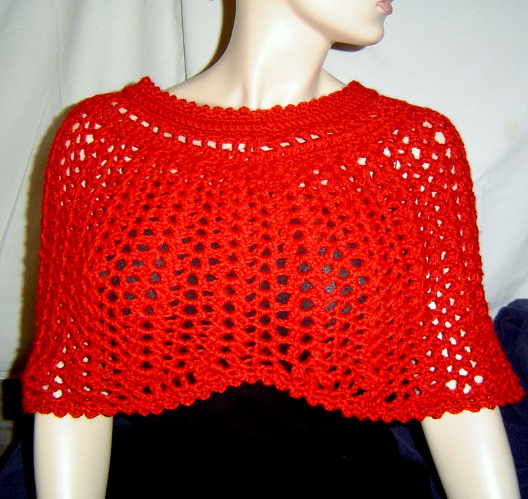 PDF Crochet Pattern,holiday Capelet Pattern,s/m Ladies Classic Shells ...