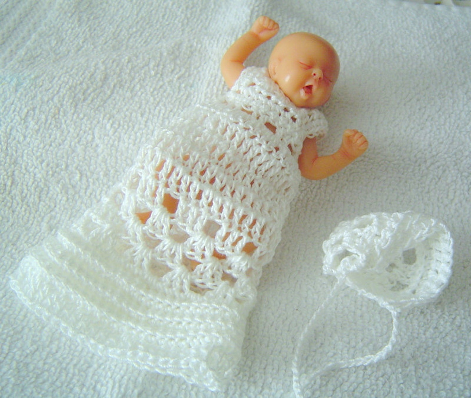 PDF Pattern 150 Crochet,micro Eyelet Gown Set,tiny Dolls,4" Micro ...