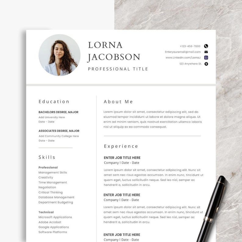 Professional Resume Template | Modern and Editable Design for Job ...