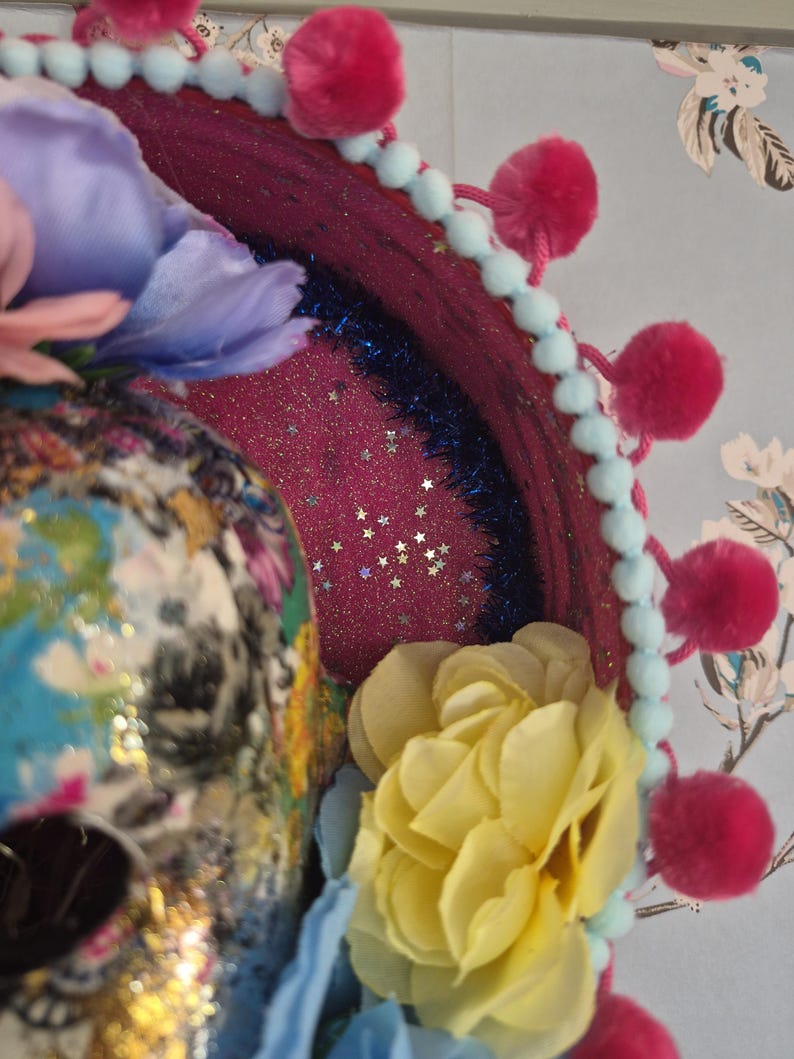 Creepy Light-up Doll's Head Upcycled Kitsch Tin Art Wall Hanging Boho ...