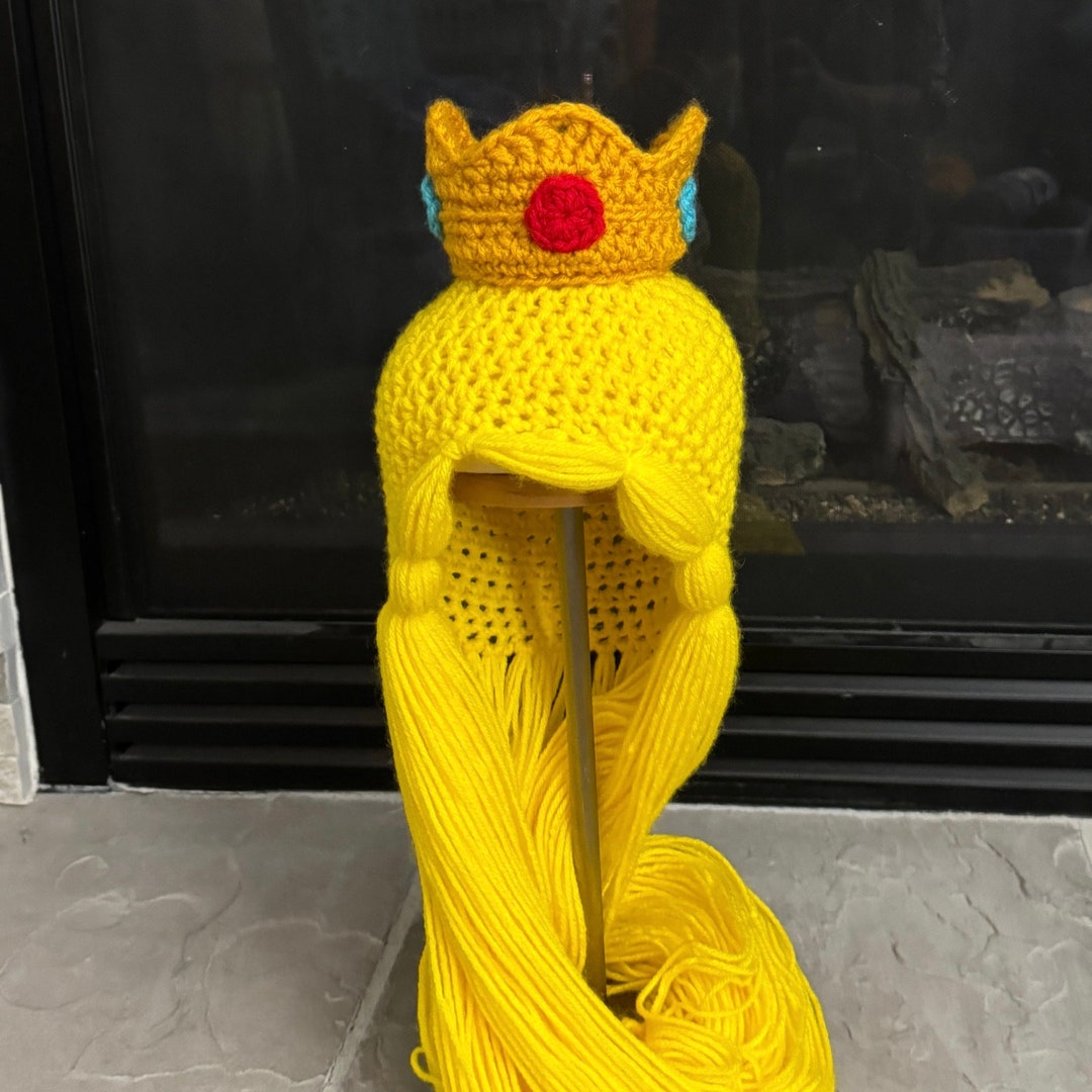 Princess Peach Hat - Costume - Wig - Hand Crocheted - Etsy