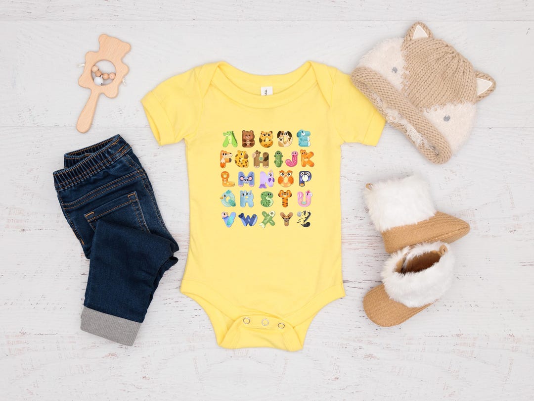 ABC Alphabet Baby Onesie- Education, Baby Gift, Nursery Rhymes ...